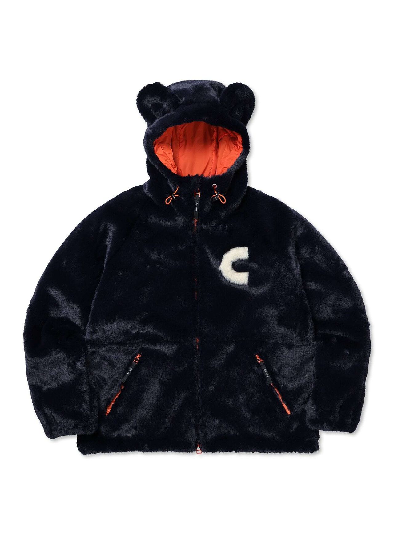 Ear-Detail Faux Fur Jacket